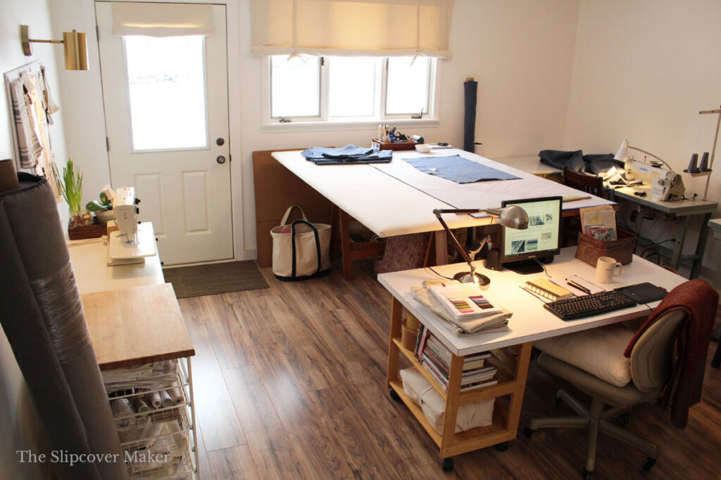 My Tiny Slipcover Workroom + Tips for Flourishing in a Small Space